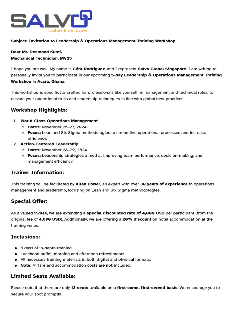 OFFICIAL INVITATION MODEC Production Services Ghana JV Ltd. | PDF