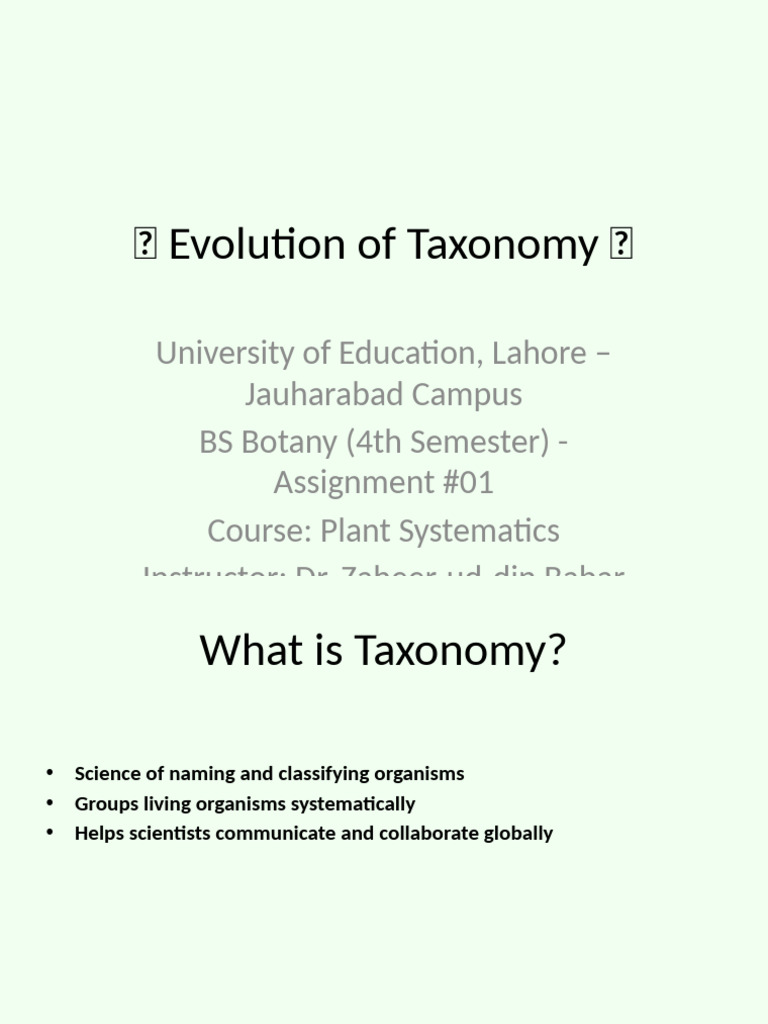 Final Evolution of Taxonomy Presentation | PDF | Taxonomy (Biology) | Biology