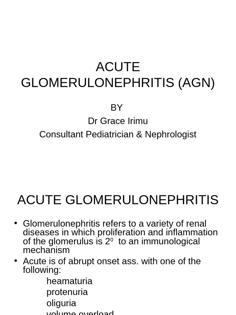 Acute Glomerulonephritis (Agn) | PDF | Medical Specialties | Internal Medicine