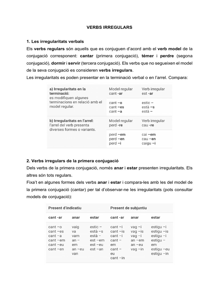 Verbs Irregulars | PDF