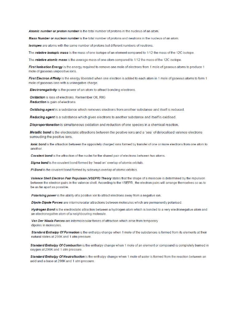 As Level Chem Definations | PDF