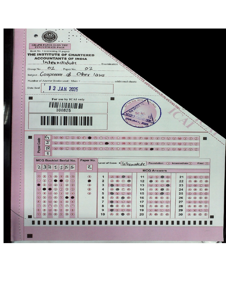 Marks Obtained (In Omr) : 20 | PDF