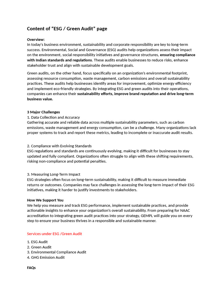 Revised-Content-ESG-Green Audit | PDF | Corporate Social Responsibility ...