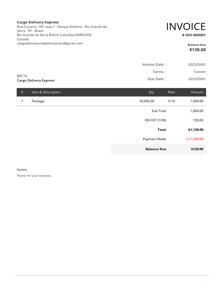 Celebrity Work Billing Invoice Template | PDF