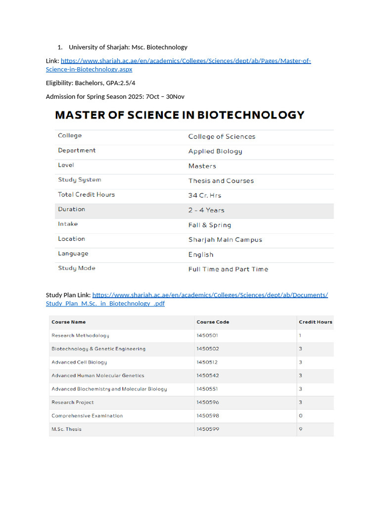 MSC - Biotech in UAE | PDF