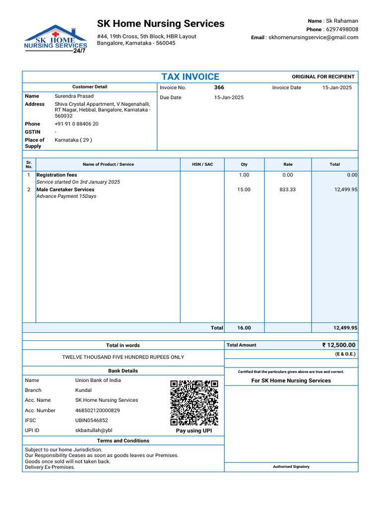 Invoice 366 Surendra Prasad Urendra Rasad 09-57-24 | PDF | Government Finances | Payments