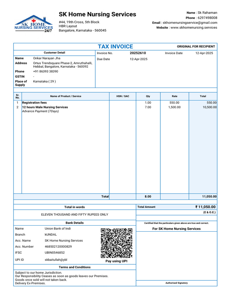 Invoice 20252610 Onkar Narayan Jha Onkar Narayan Jha 03-28-40 | PDF | Taxes | Payments