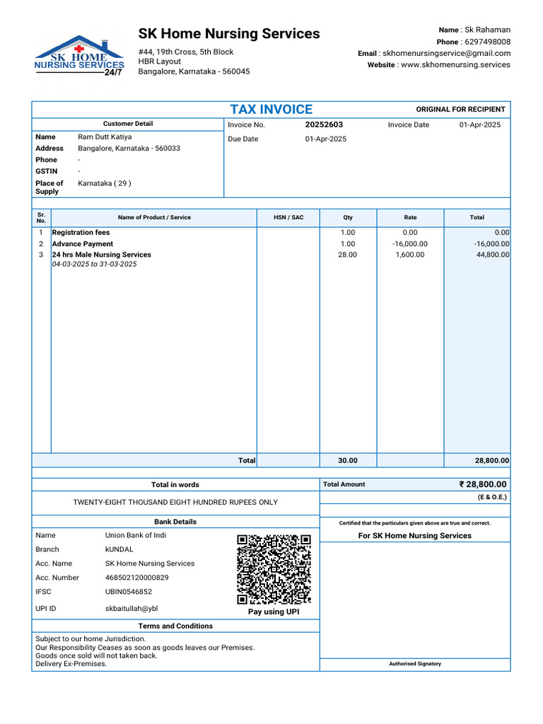 Invoice 20252603 Ram Dutt Katiya Ram Dutt Katiya 05-02-06 | PDF | Payments | Money