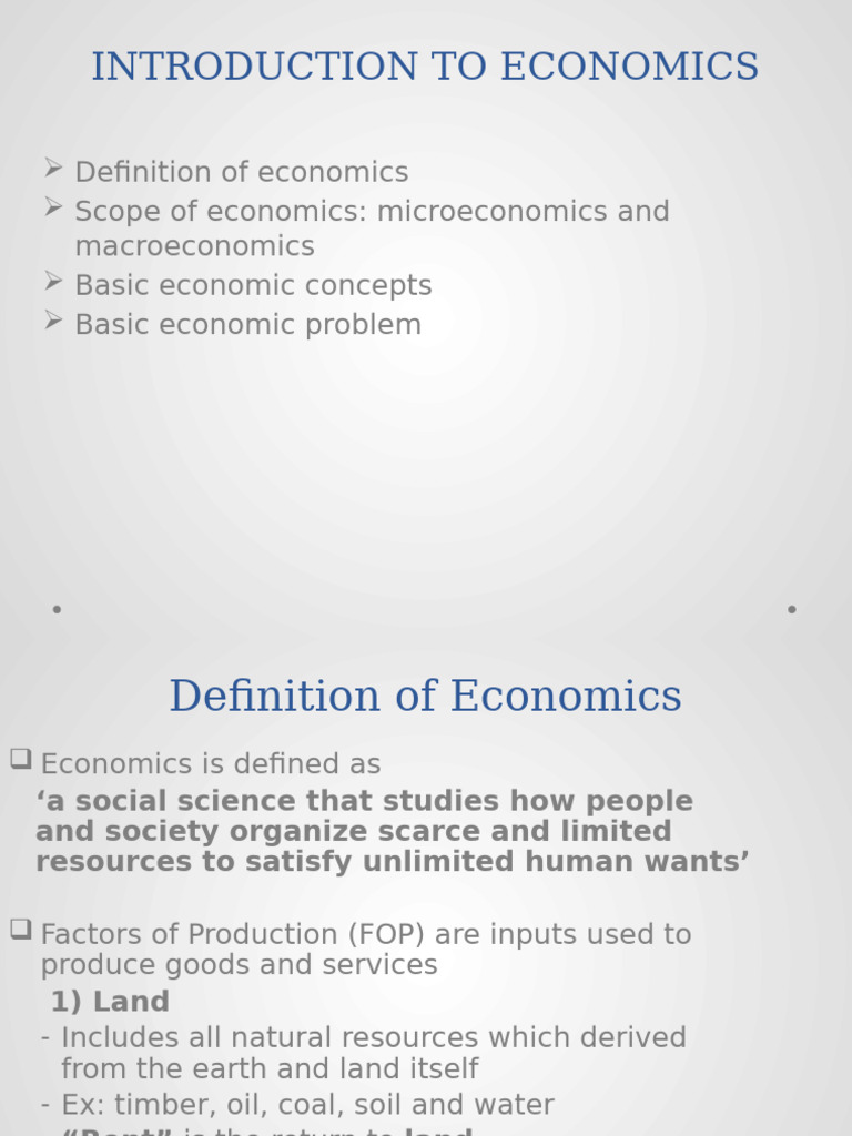 Ch 1 - Introduction to economics | PDF | Economic System | Labour Economics