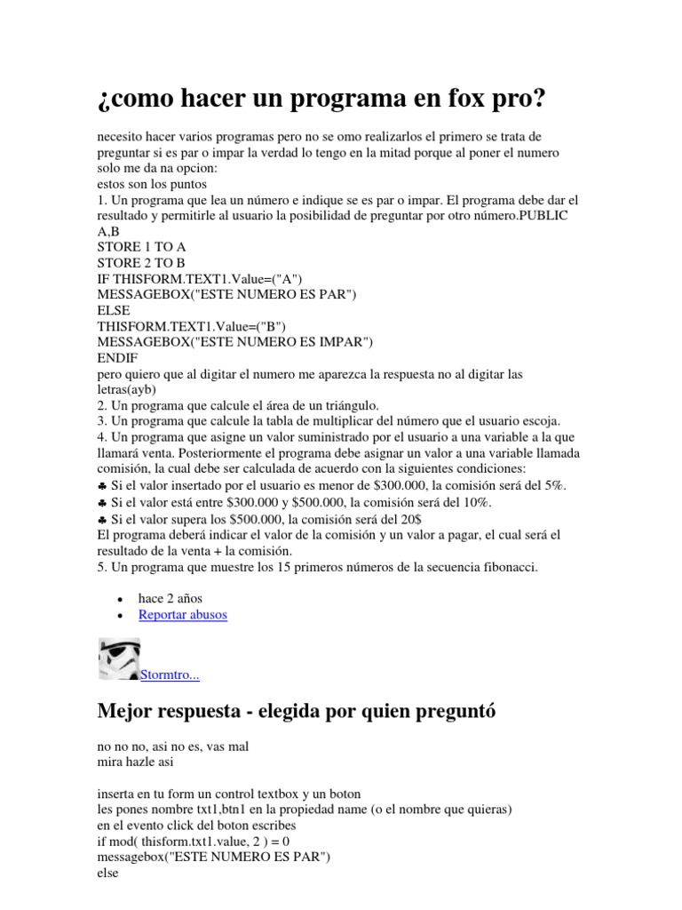 Programas básicos en FoxPro: guía práctica | PDF | Áreas de informática | Informática