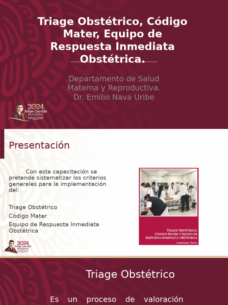 Triage Obstétrico y Código Mater | PDF | Partería | Terapia intravenosa