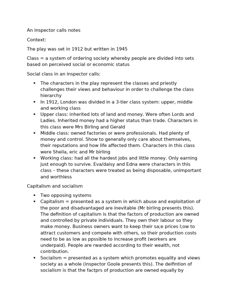 An Inspector Calls Notes | PDF | Social Psychology