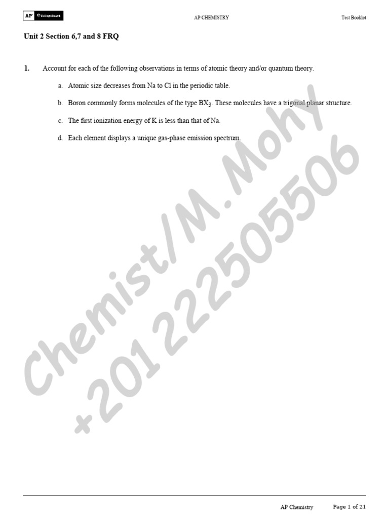 Unit 2 Section 6 and 7 FRQ | PDF | Chemical Bond | Chemical Polarity