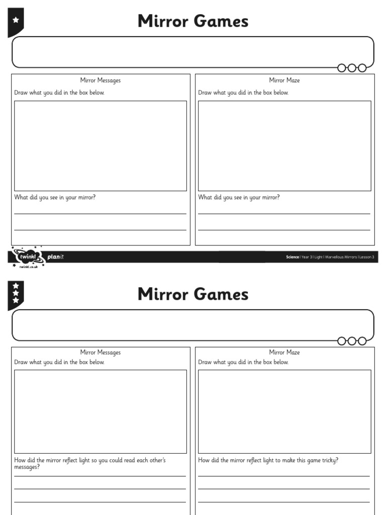 Year 3 Science: Mirror Games Activities | PDF