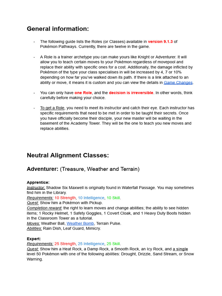 Pokémon Pathways Role Instructor Guide | PDF