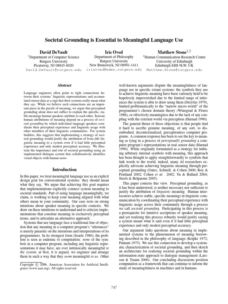 Societal Grounding Is Essential To Meaningful Language Use | PDF ...