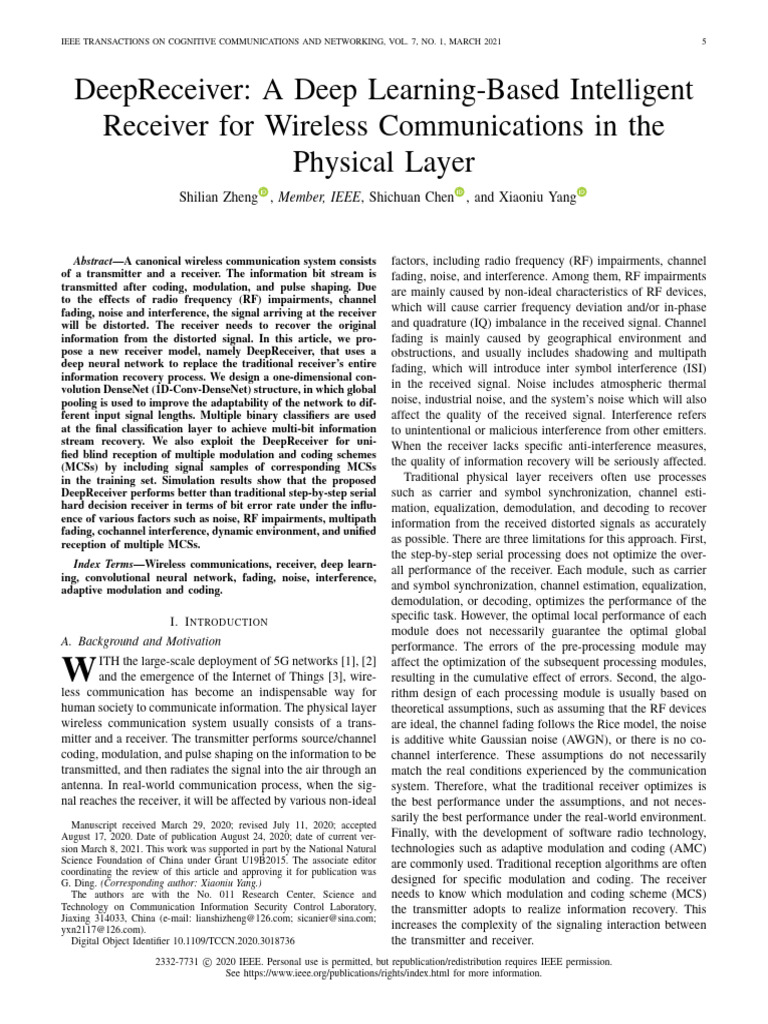 DeepReceiver: AI for Wireless Signal Recovery | PDF | Modulation | Deep ...