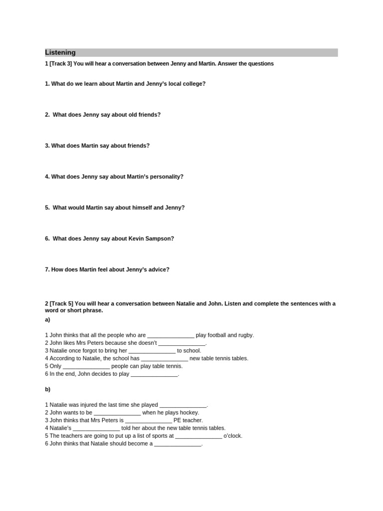 Listening Comprehension Exercises | PDF