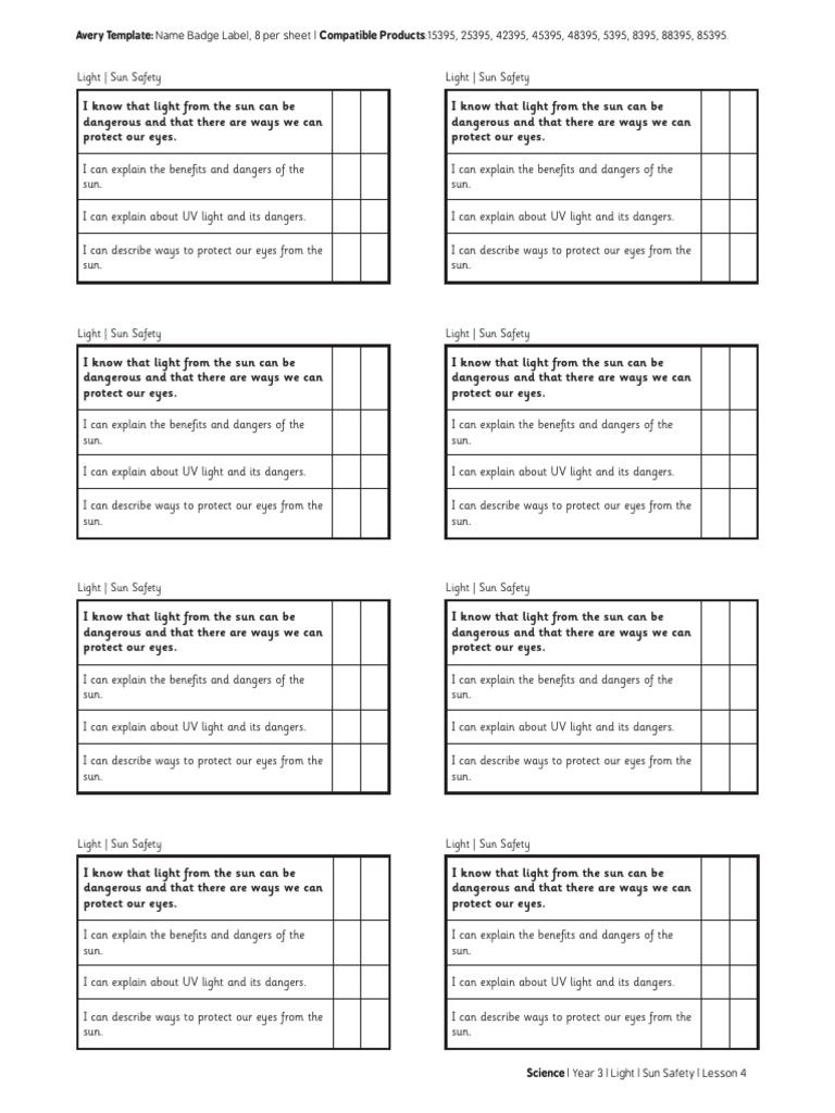 Success Criteria Grid Sun Safety | PDF | Physical Phenomena | Waves