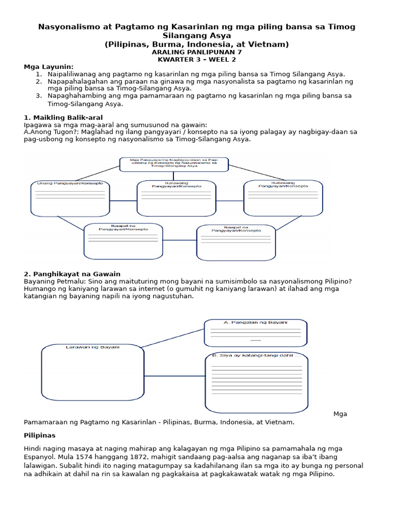 Nasyonalismo at Pagtamo NG Kasarinlan NG Mga Piling Bansa Sa Timog Silangang Asya | PDF