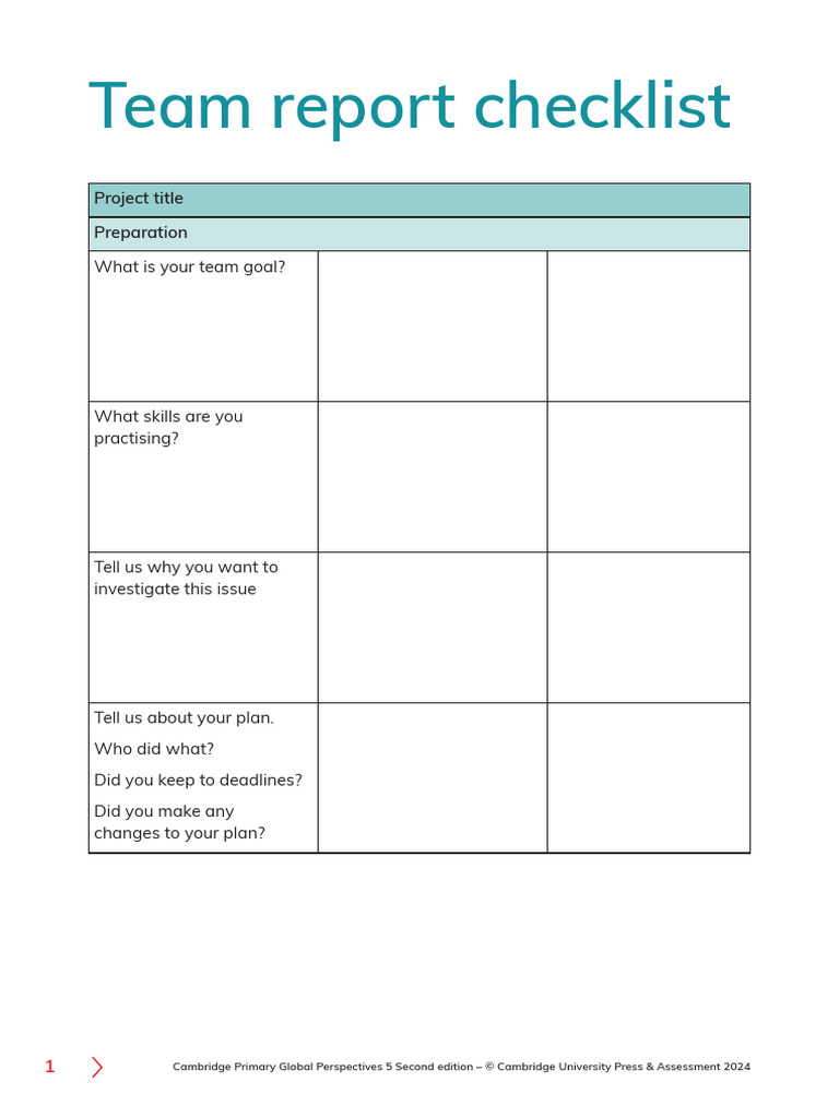 GP5 - Learner Handout - Team Report Checklist | PDF