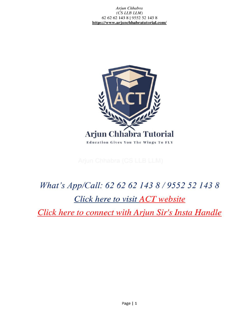 Contract Act Notes For CMA Inter EOB Marathon - Watermark - 45393308 | PDF