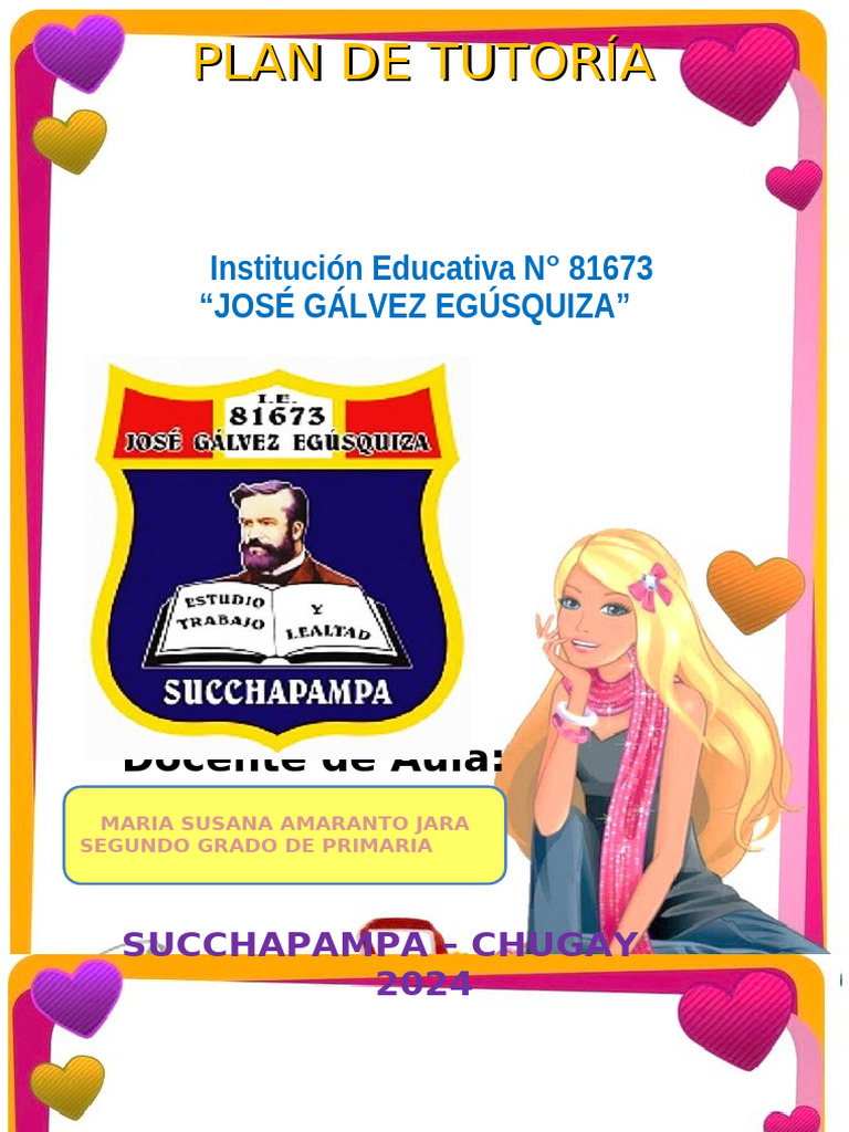 Plan de Tutoría para Segundo Grado 2024 | PDF | Salón de clases ...