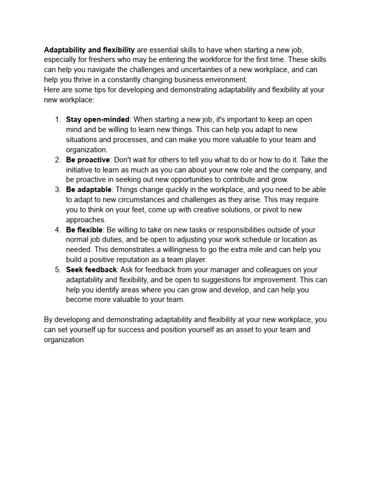 Adaptability and Flexibility | PDF