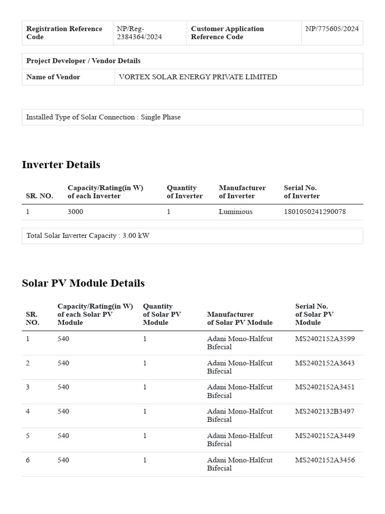 Solar Roof Top Installation Details | PDF
