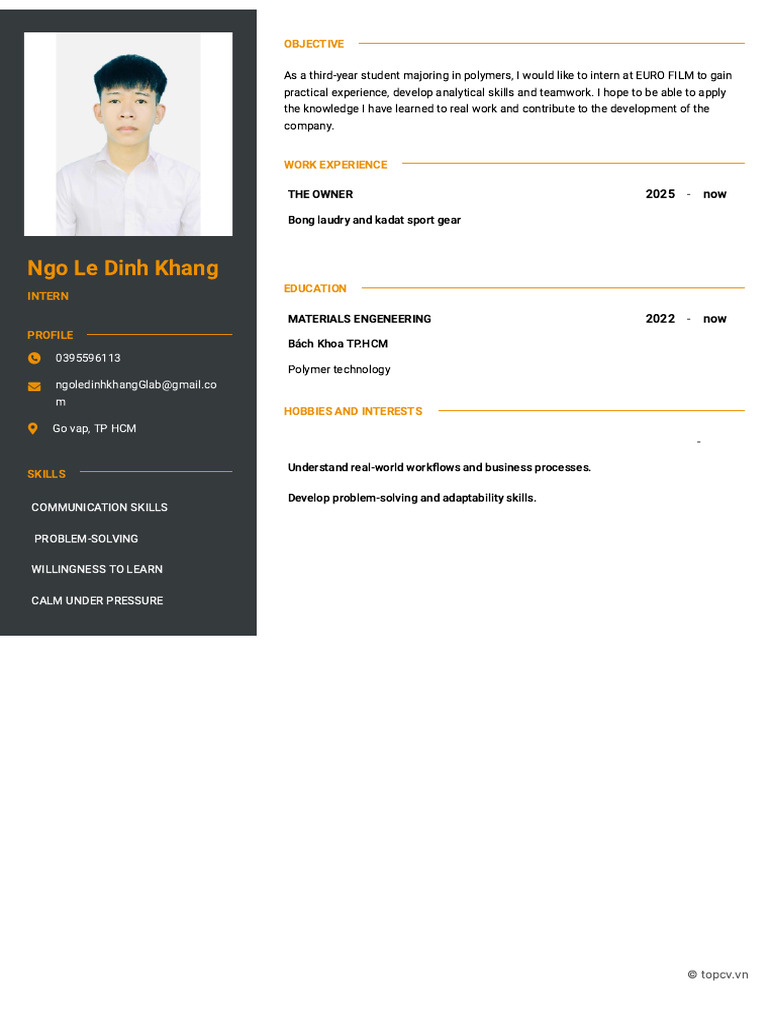 CV Ngo Le Dinh Khang - CV Cua Khang-TopCV - VN | PDF