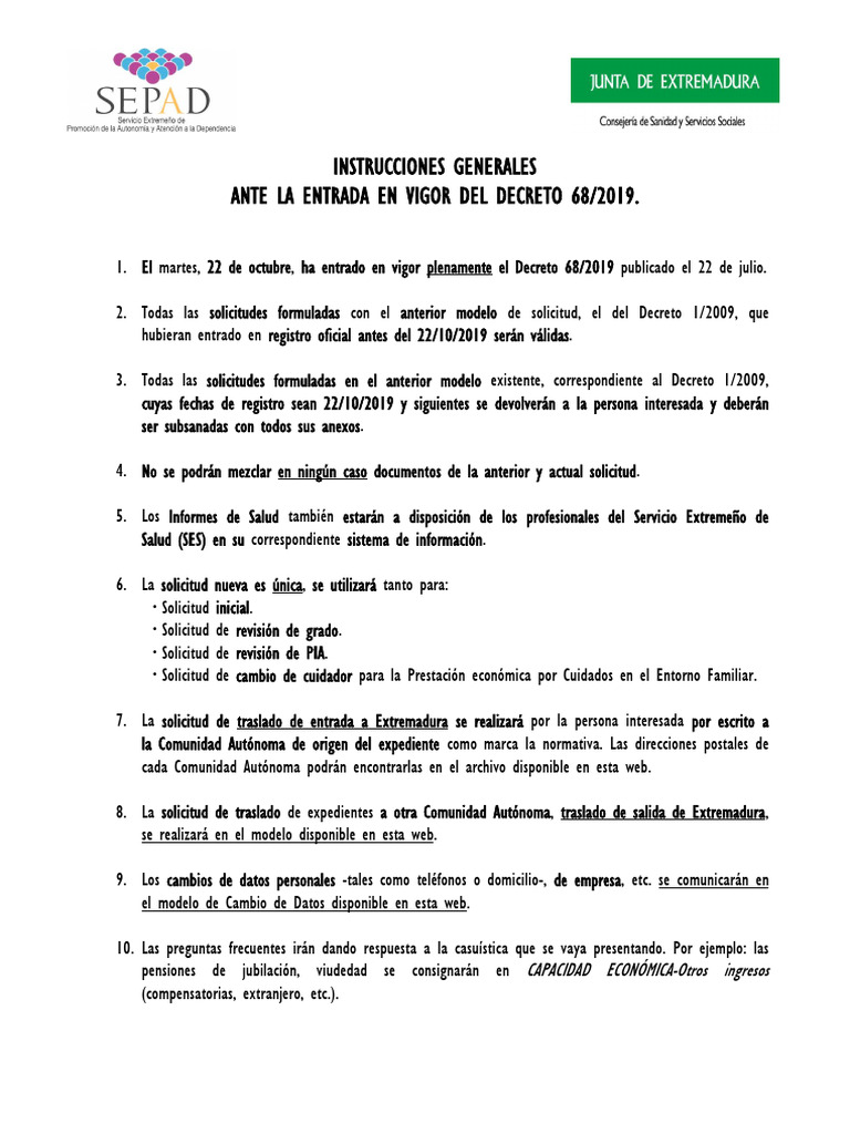 Instrucciones Generales Nueva Solicitud Dependencia | PDF