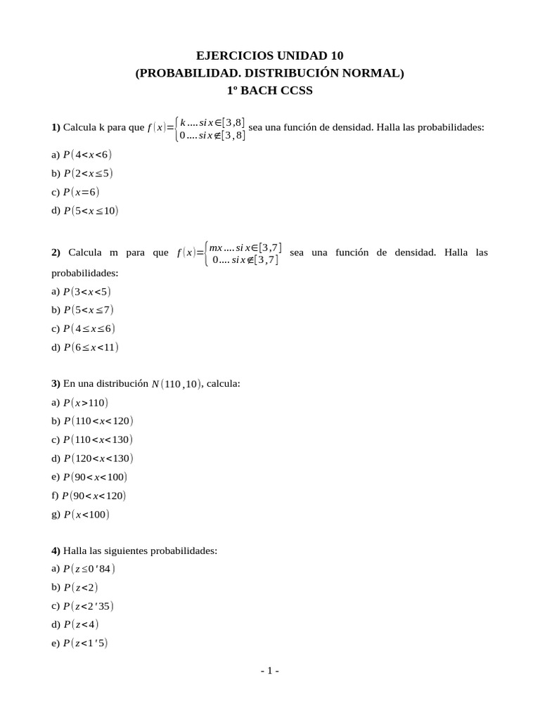 1 - 0 Ejercicios Probabilidad Dist Normal - Macsi | PDF | Teoría de ...