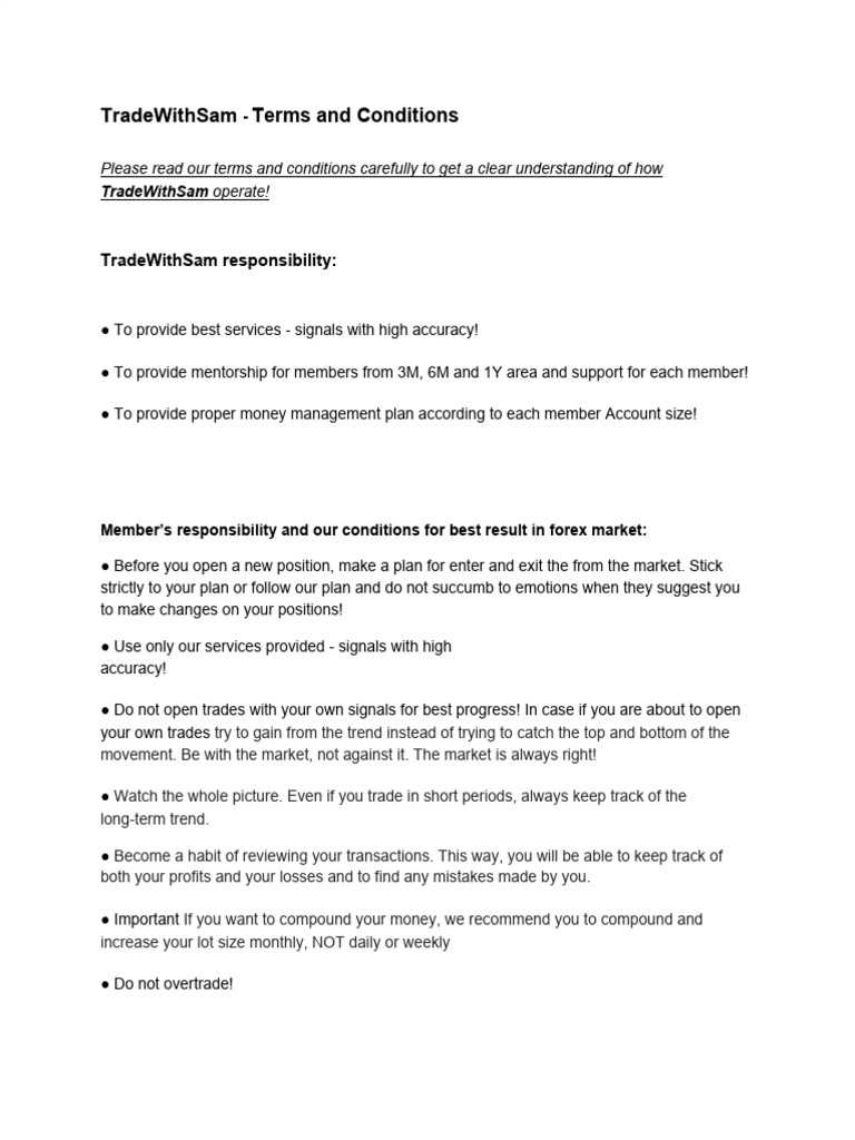Tradewithsam Terms and Conditions | PDF | Foreign Exchange Market ...