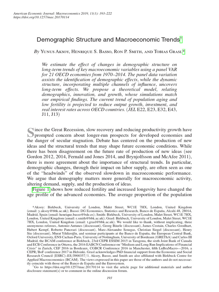 Demographics' Impact on Macroeconomic Trends | PDF | Macroeconomics ...