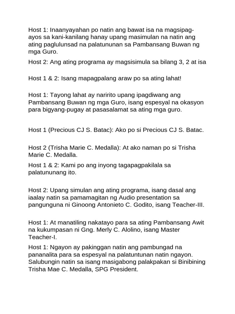 Emcee Script WTD | PDF