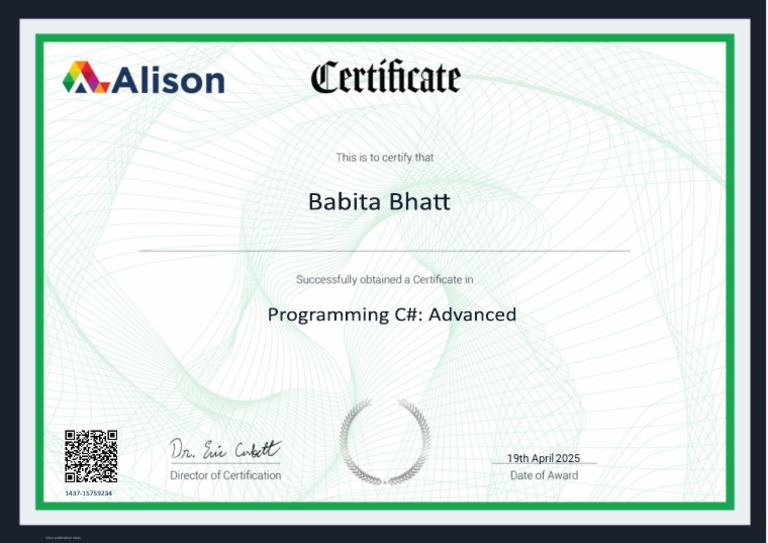 Alison Certificate 1447 15764499 Babita | PDF