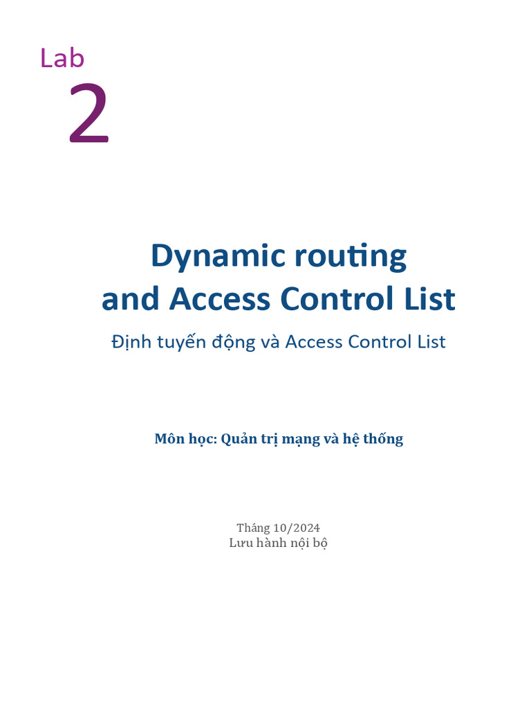 Lab 2 - Dynamic routing with RIPv2 - OSPF - VLAN and Access Control List | PDF