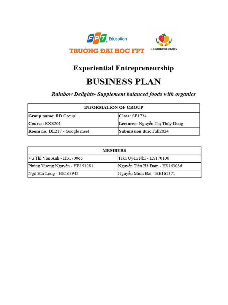 (Exe201) Report Final | PDF | Logistics | Healthy Diet