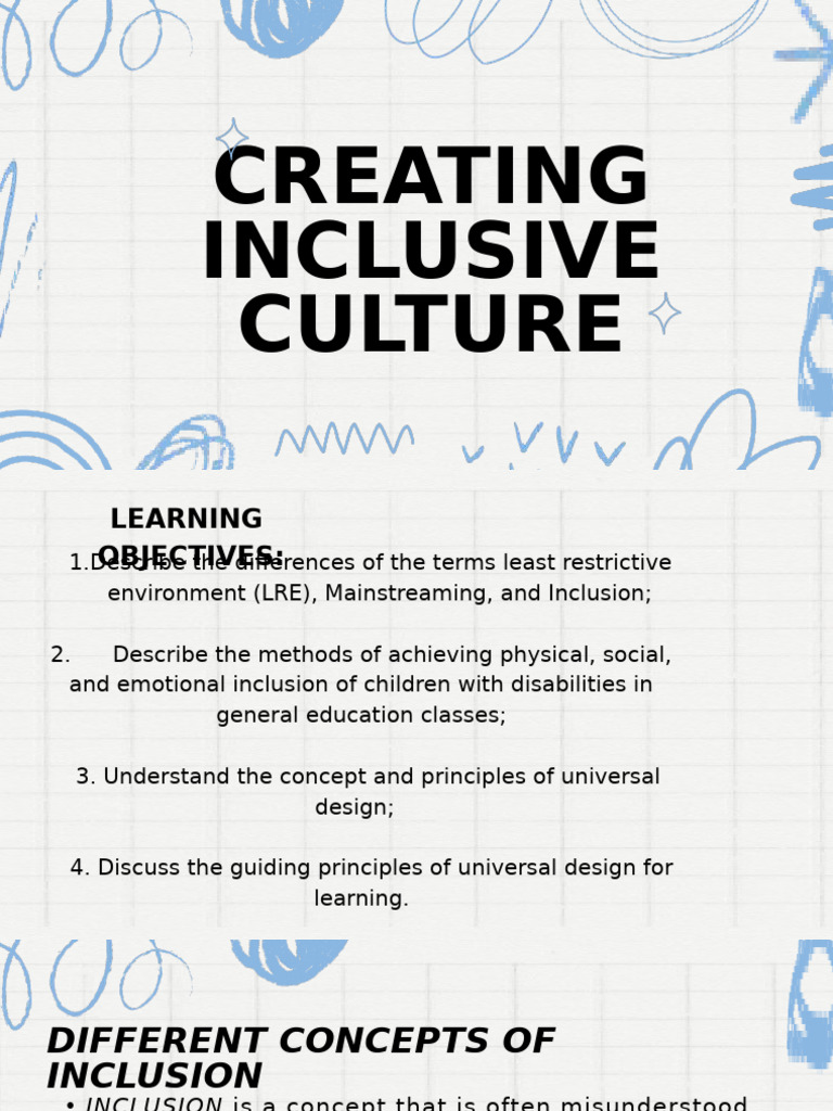 Creating Inclusive Culture | PDF | Inclusion (Education) | Learning