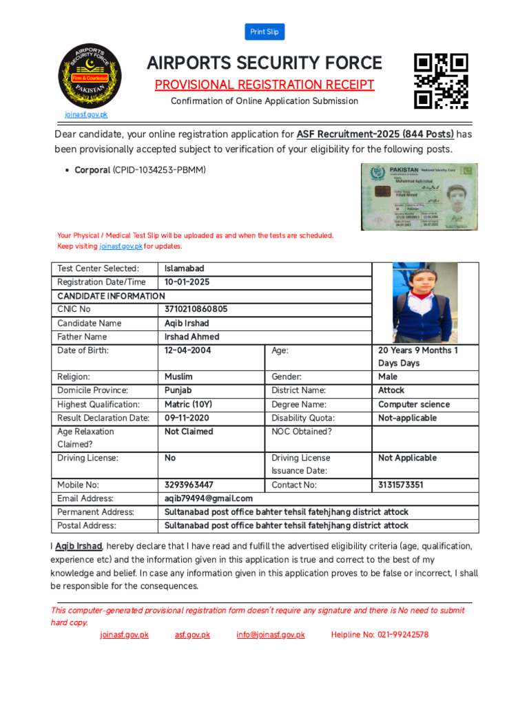 Airport Security Forces Aqib Irshad | PDF