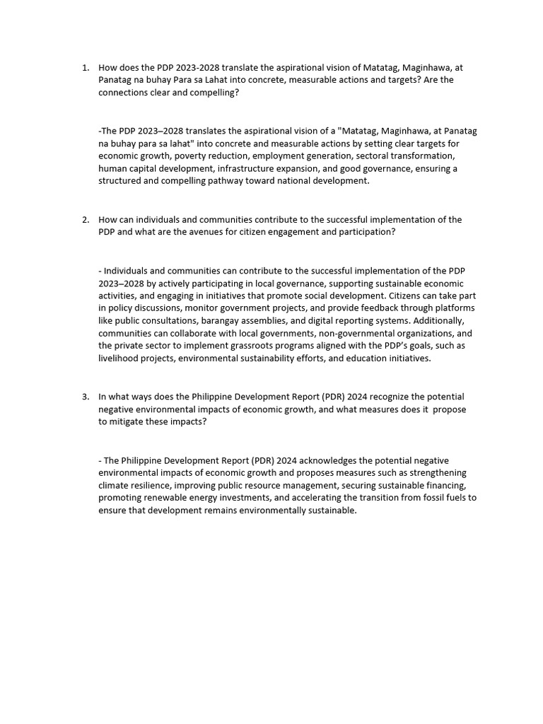 PDP 2023-2028: Actions for Sustainable Growth | PDF