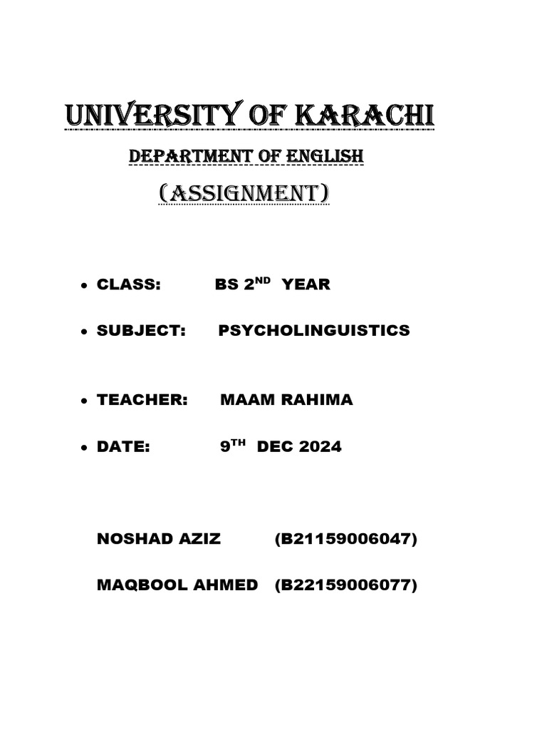 Assignment Psycholinguistics | PDF | Language Acquisition | Linguistics
