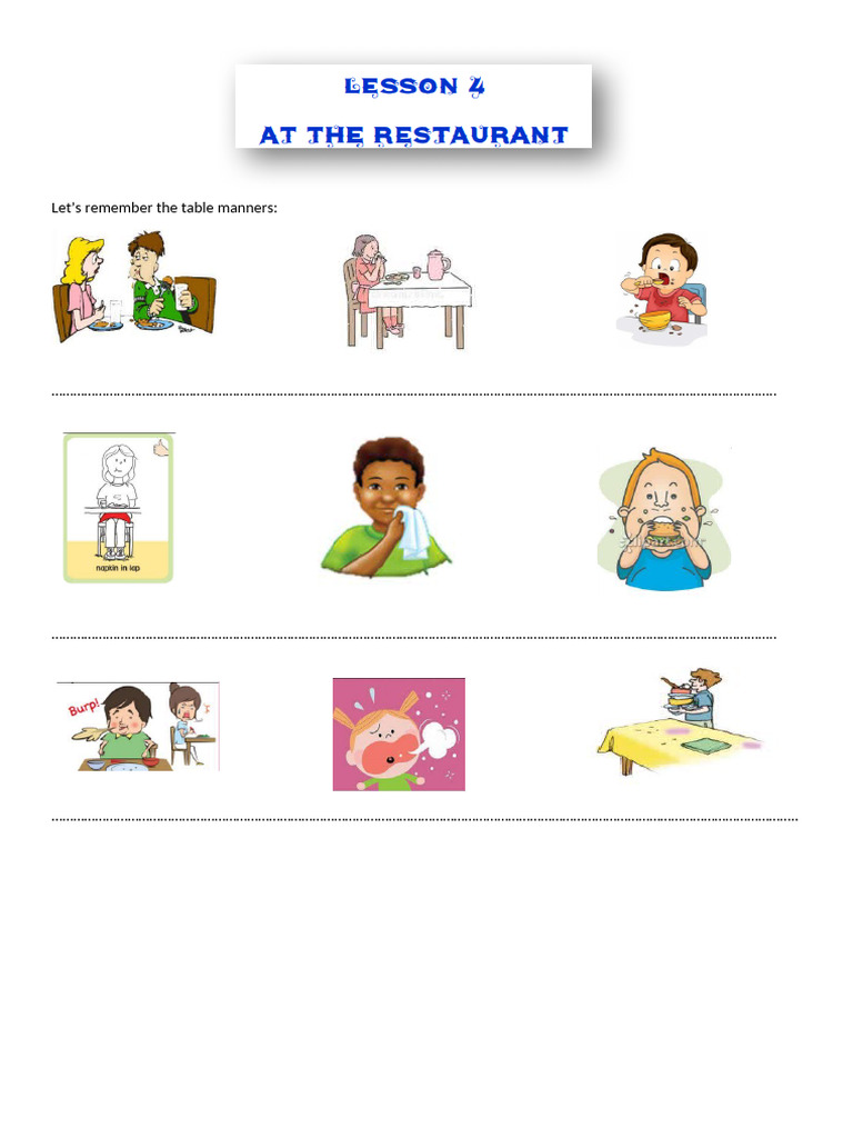 unit 5 lesson 4 at the restaurant | PDF