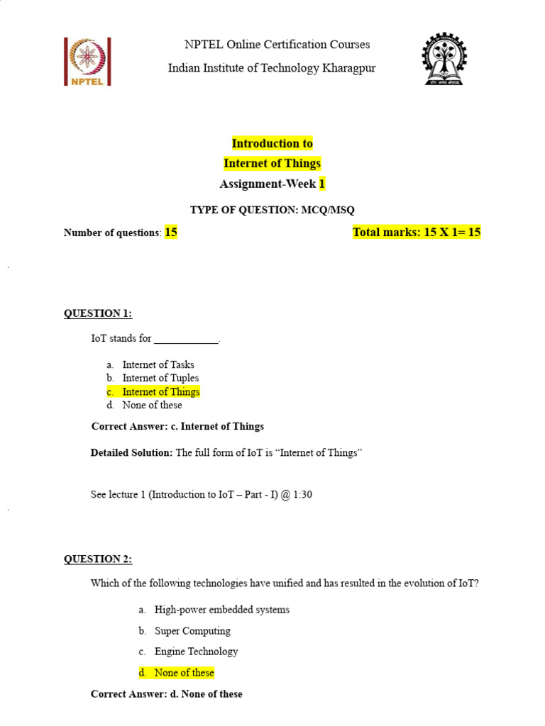 Assignment W1 | PDF | Internet Of Things | Sensor