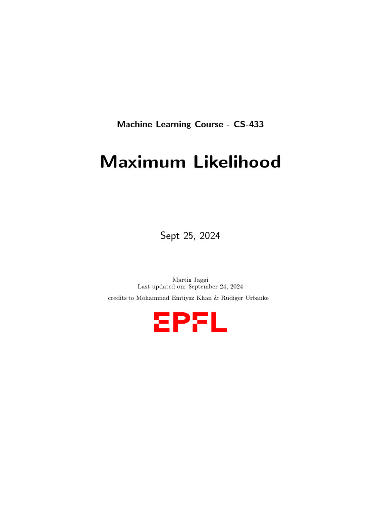 Lecture03c Maximum Likelihood | PDF | Normal Distribution | Least Squares