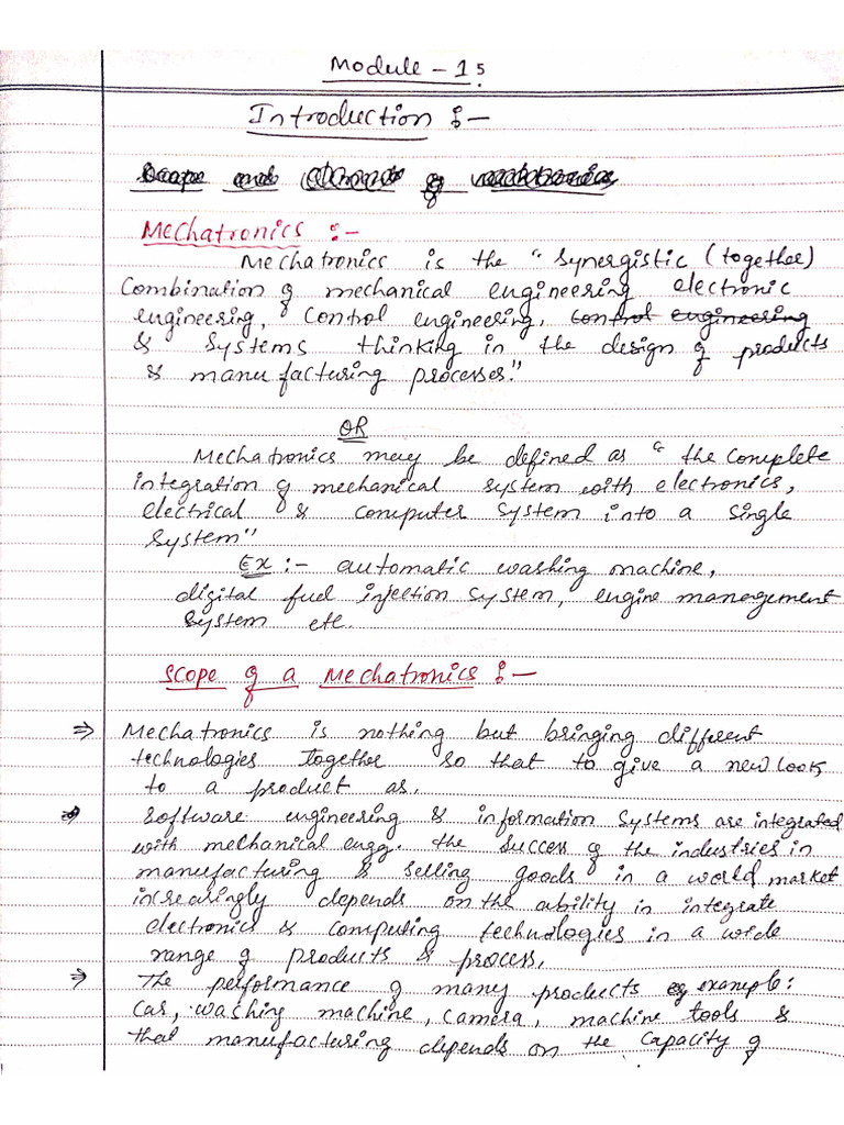 Mechatronics Module 1 Notes Part A | PDF