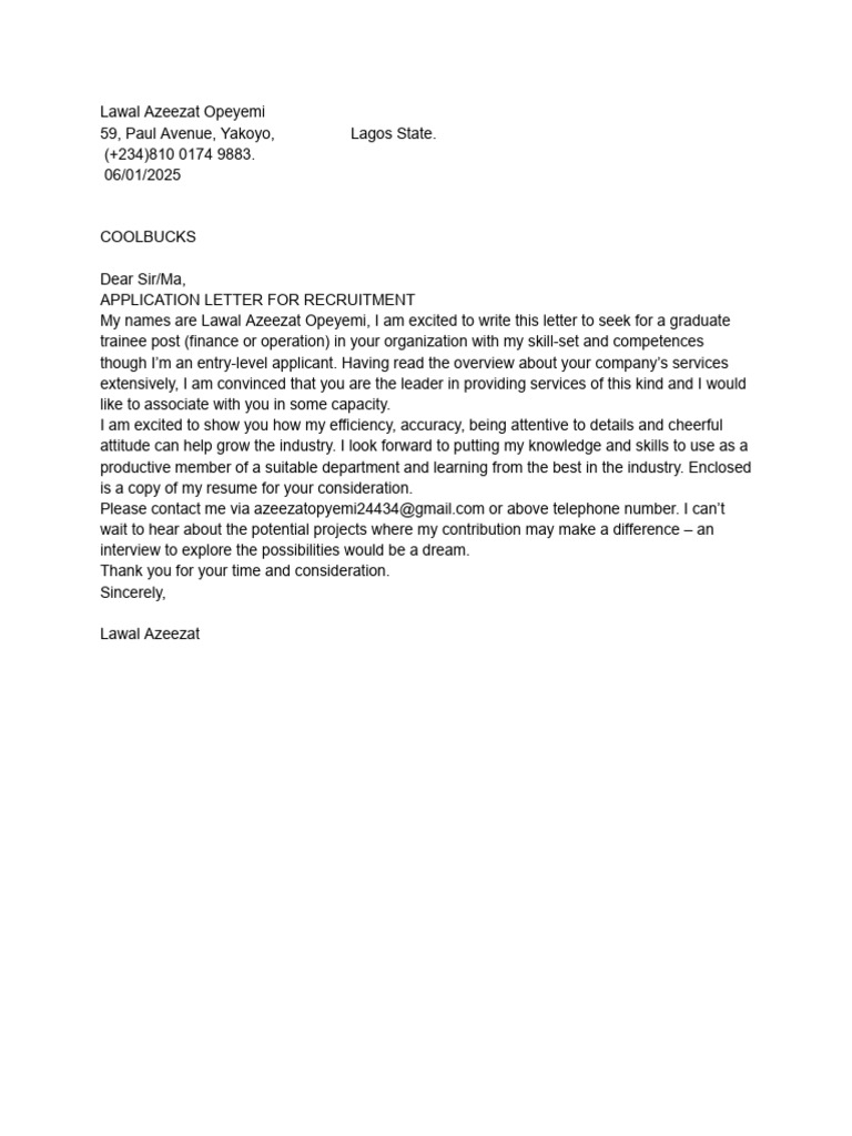 Application Letter | PDF