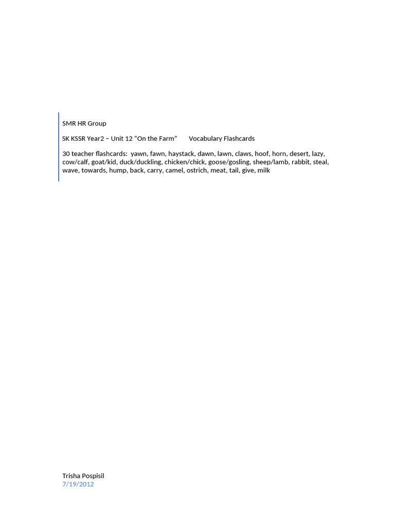 SK KSSR YR2 - Unit 12 - Vocab Flashcards | PDF