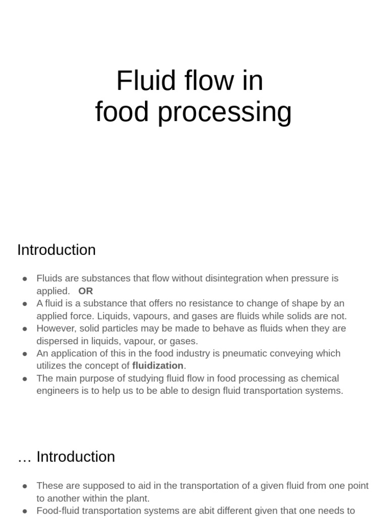 Fluid Flow in Food Processing Systems | PDF | Pump | Viscosity