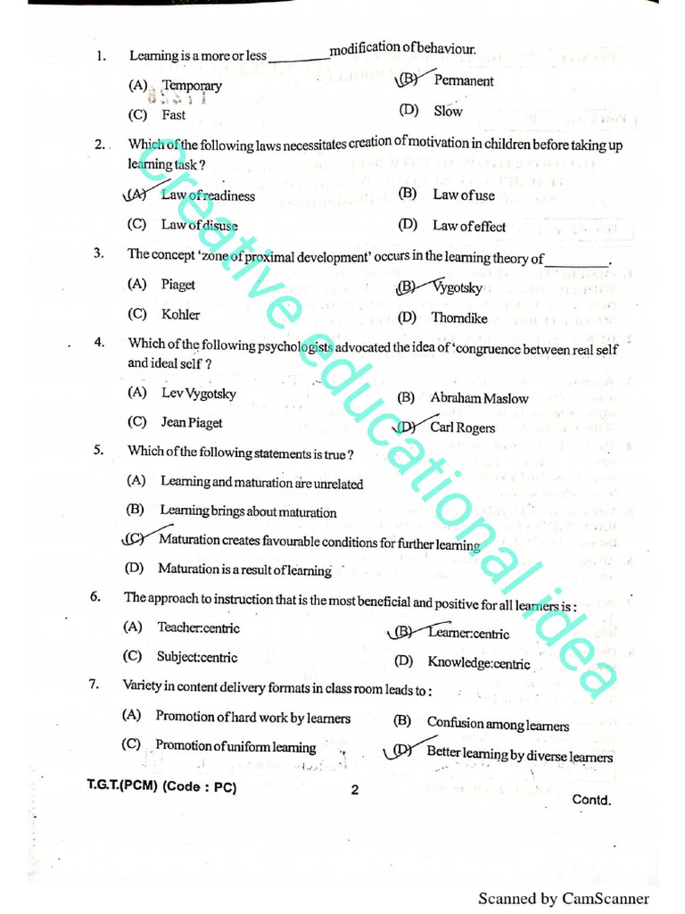 SSB TGT PCM 2024 (Cei) | PDF